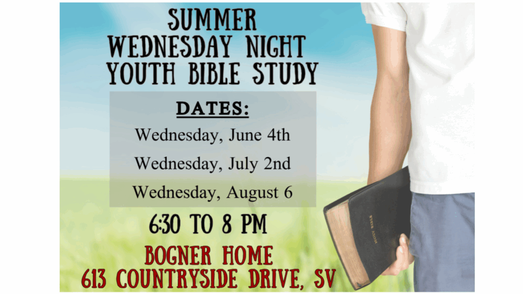 SUMMER WEDNESDAY NIGHT YOUTH BIBLE STUDY | The Red Brick Church